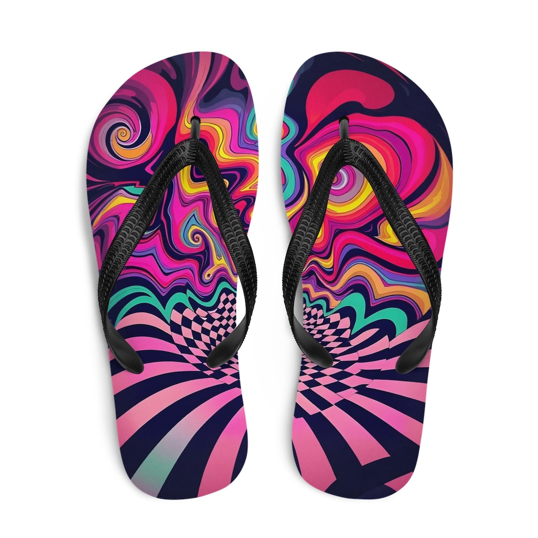 Psychedelic Dizz Out Flip-flops - Etsy