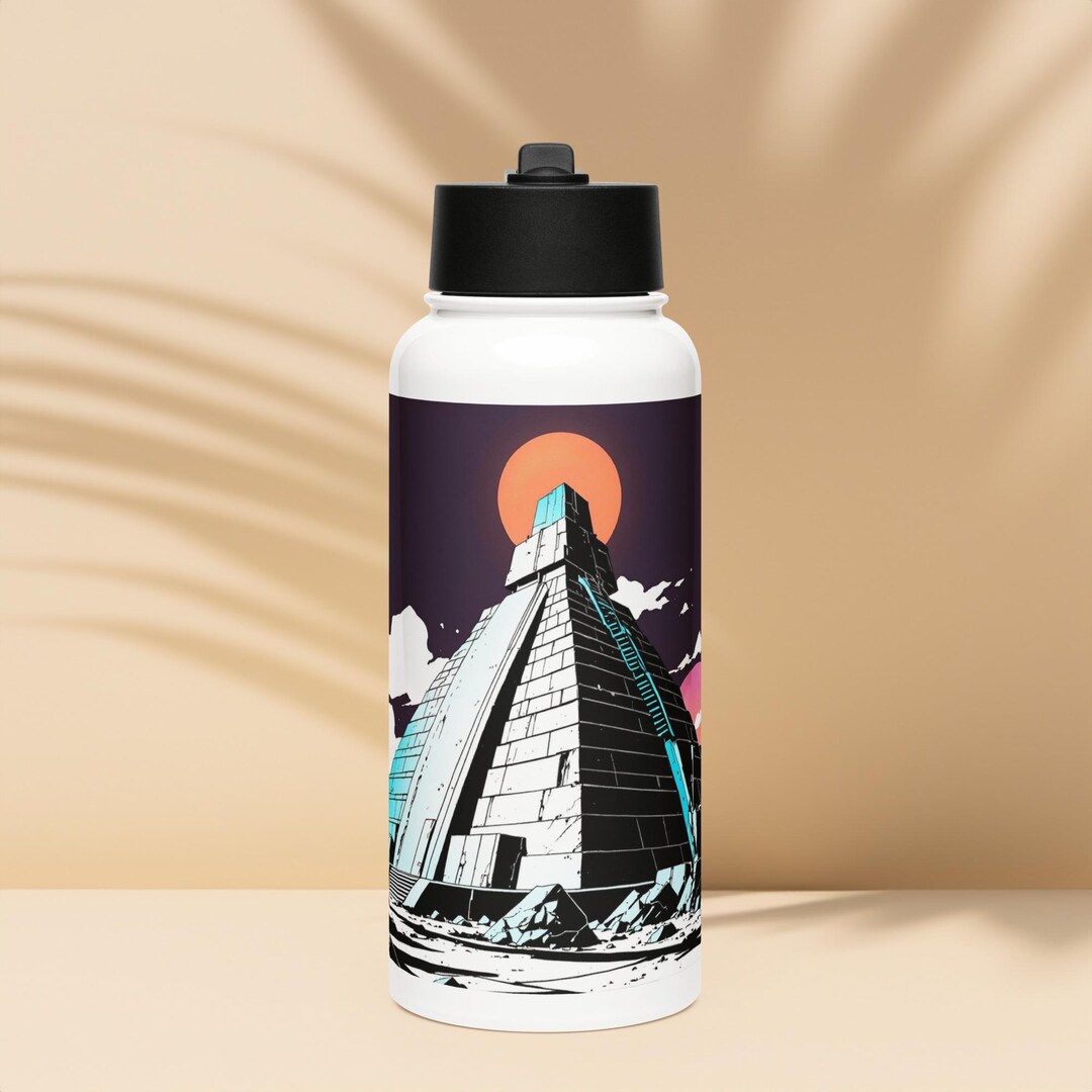 80's Mayan Pyramid Stainless Steel Water Bottle With a Straw Lid - Etsy