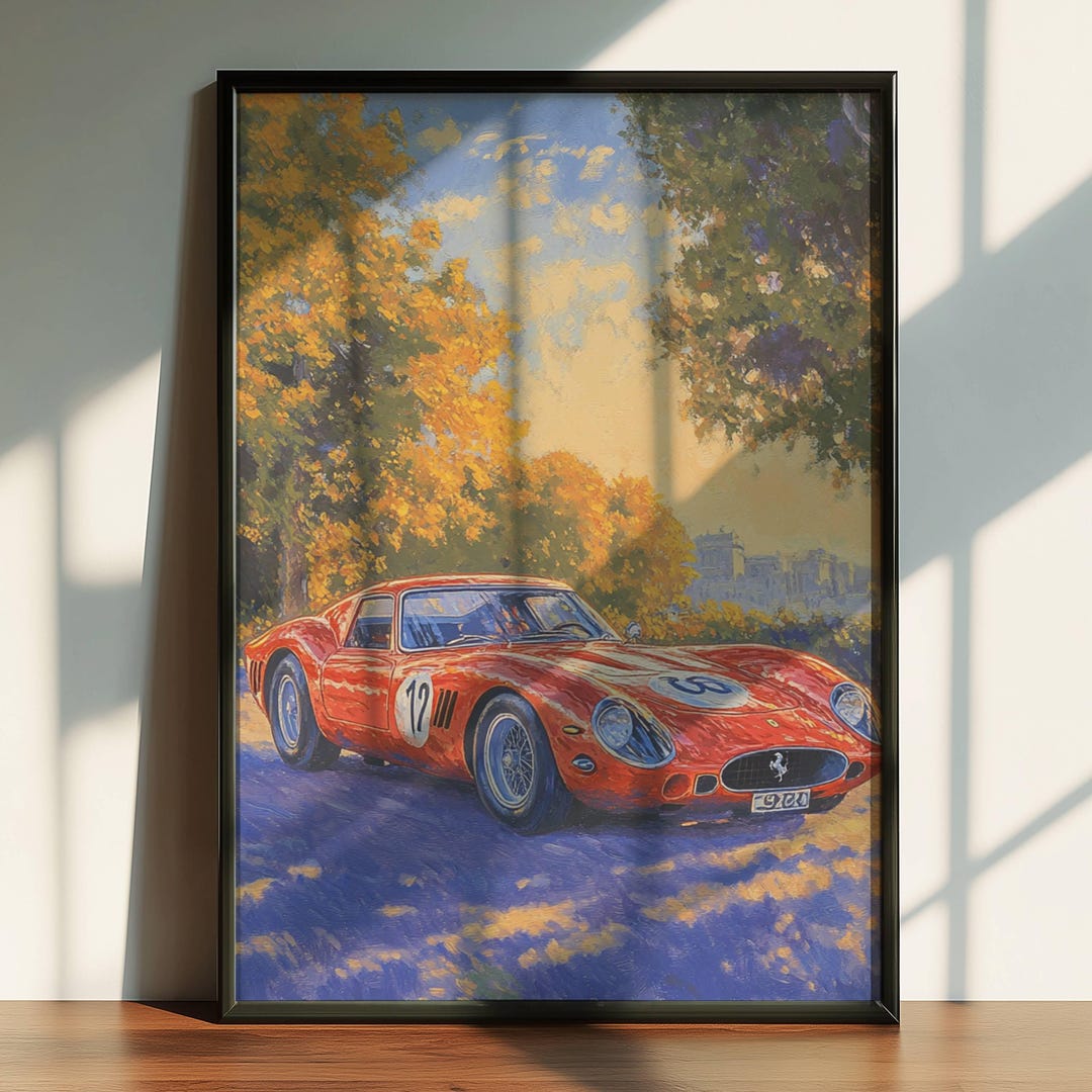 Livery of a Ferrari 250 GTO in Rosso Corsa Vintage Car Artwork Poster ...