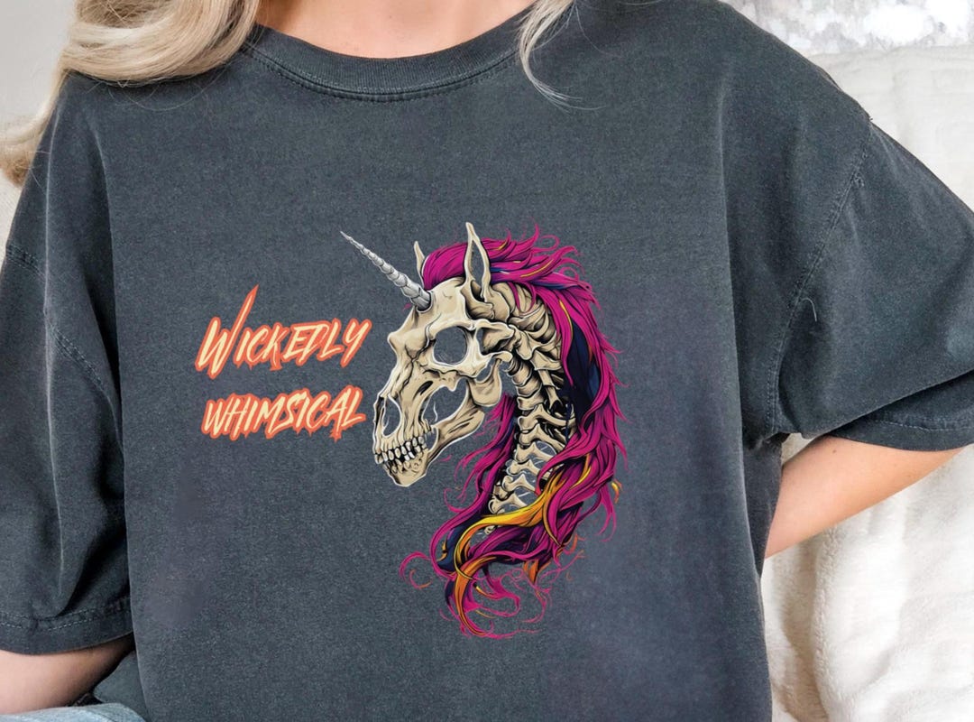 Wicked Skeleton Unicorn Halloween Shirt | Cute Spooky Fantasy Tee ...