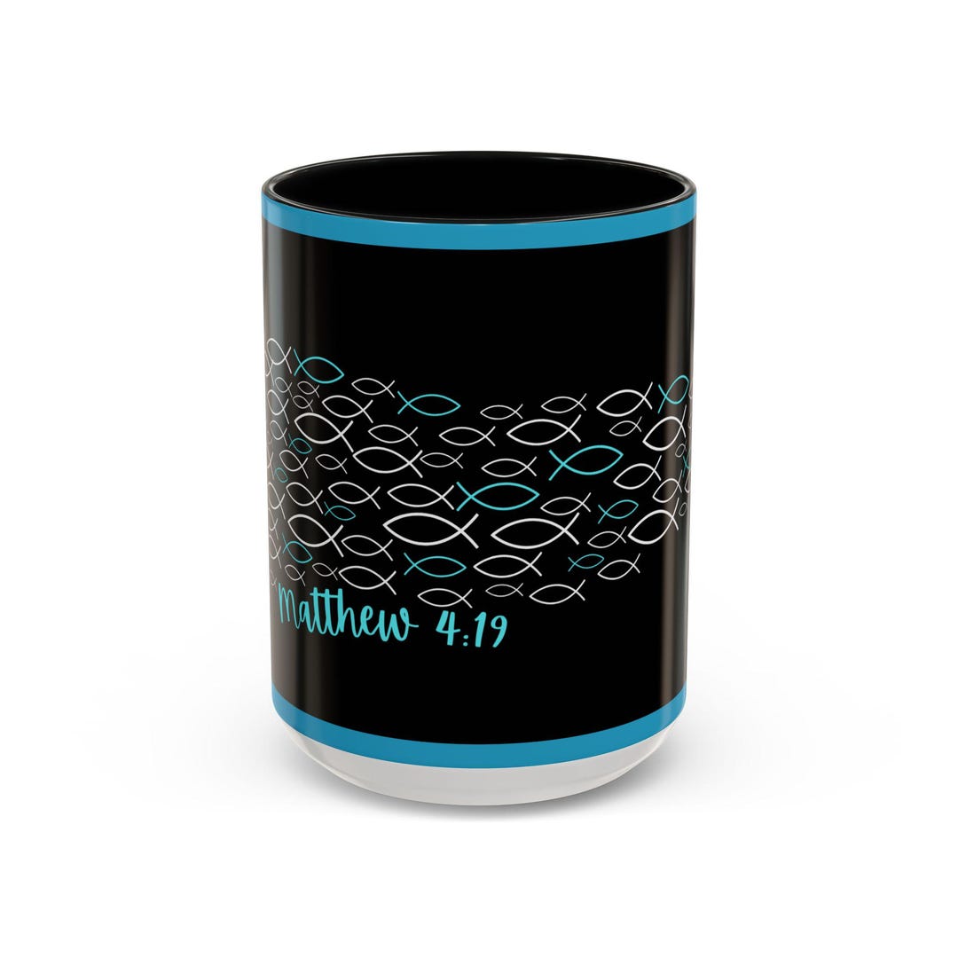 Christian Fishers of Men Pattern Mug | Matthew 4:19 Accent Coffee Mug ...