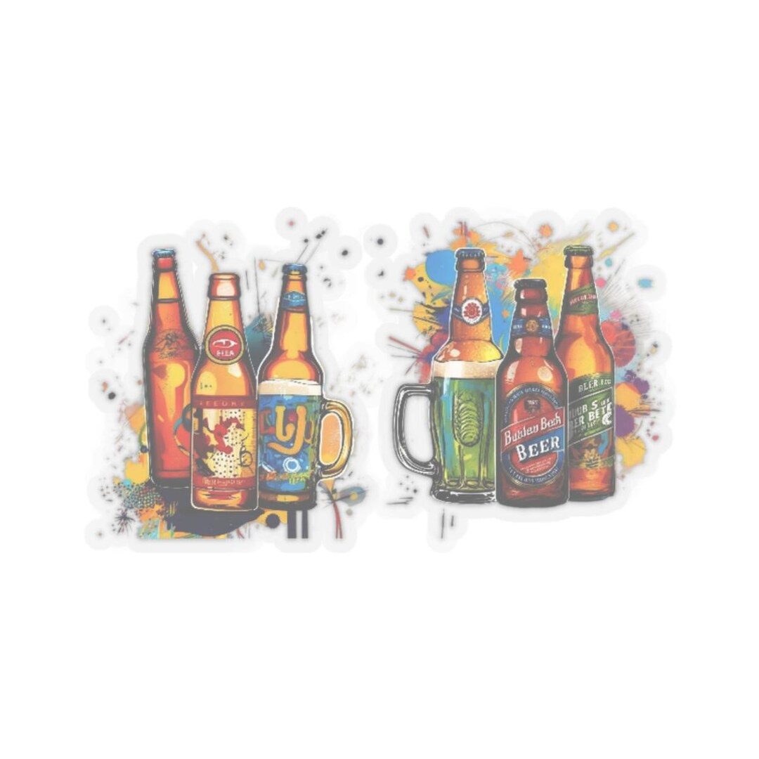 Retro Beer Bottles Kiss-cut Stickers | Fun Pouring Vibe, Laptop Decals ...