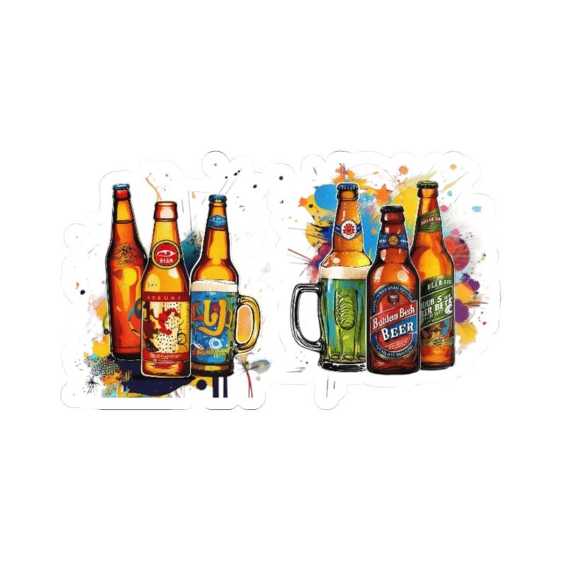 Retro Beer Bottles Kiss-cut Stickers | Fun Pouring Vibe, Laptop Decals ...