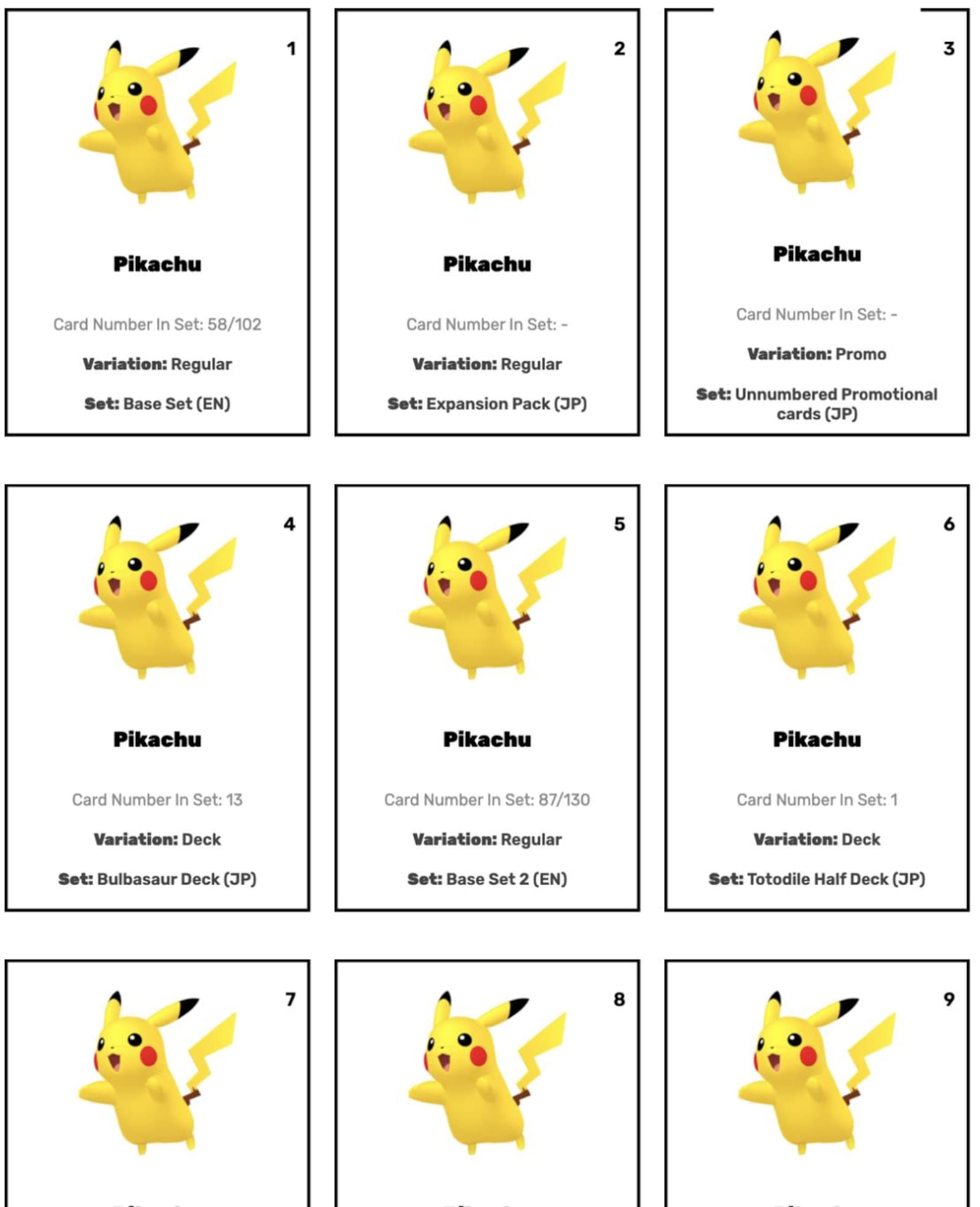 Pikachu Master Set – Pokémon TCG Placeholder Collection (every Official ...