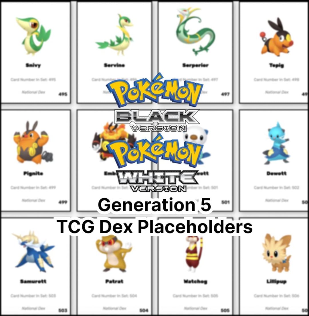 Pokédex Binder Placeholders – Generation 5: Unova (494–649) – Sprite ...