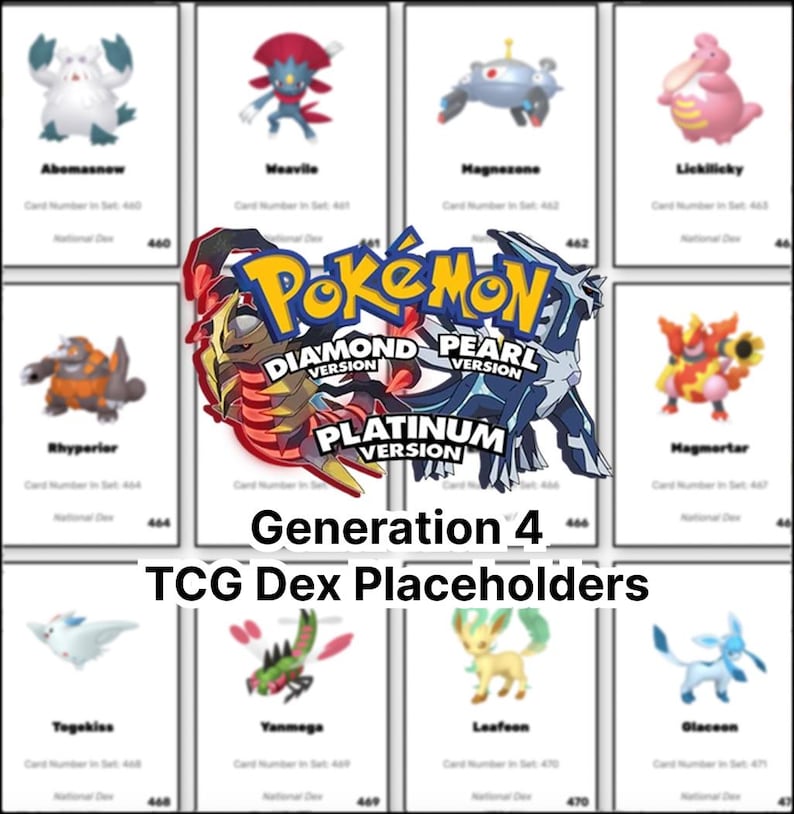 Pokédex Binder Placeholders – Generation 4: Sinnoh (387–493) – Digital ...