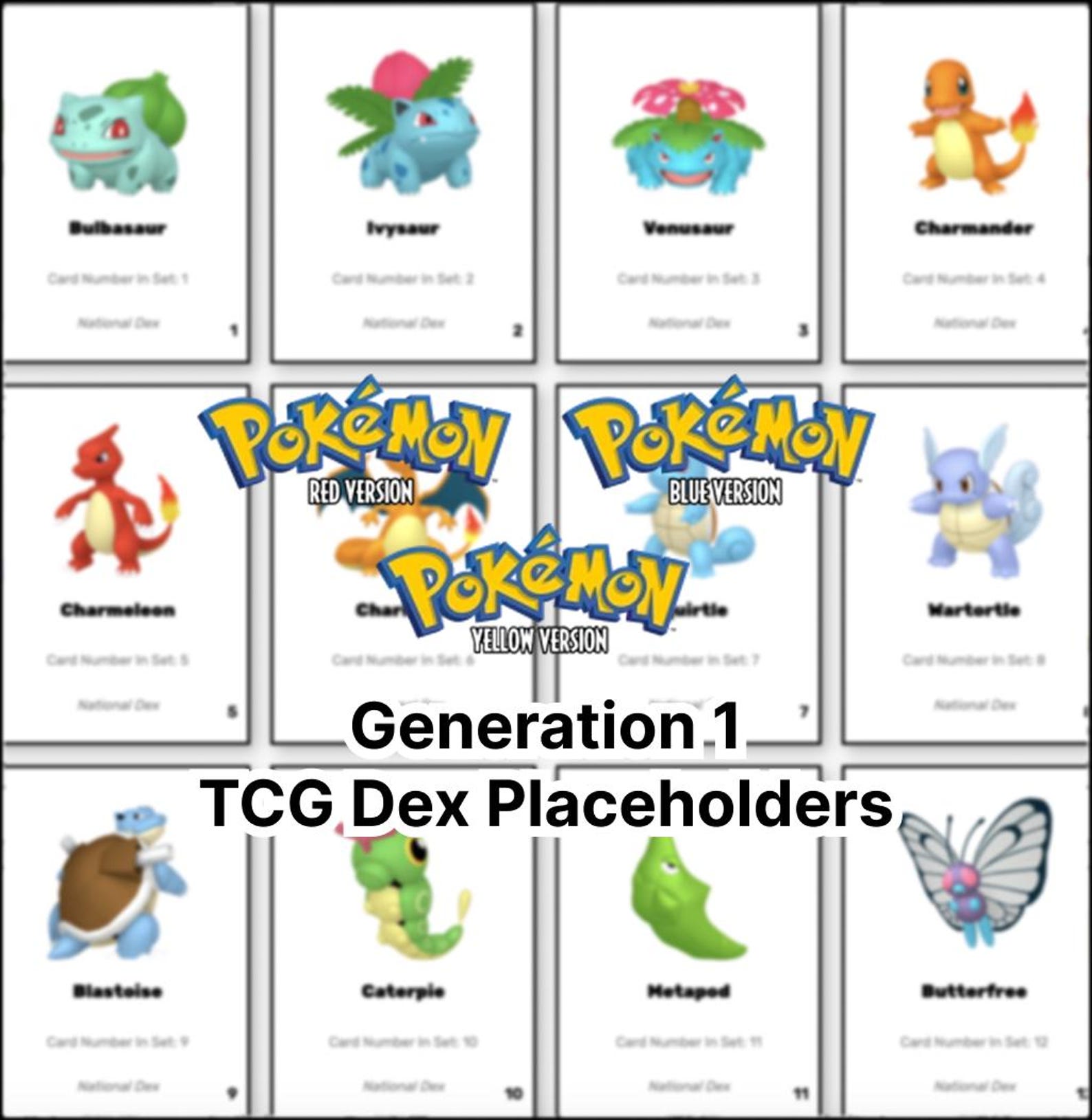 Printable Pokédex Binder Placeholders – Generation 1: Kanto (001–151 ...