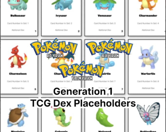 Printable Pokédex Binder Placeholders – Generation 1: Kanto (001–151 ...