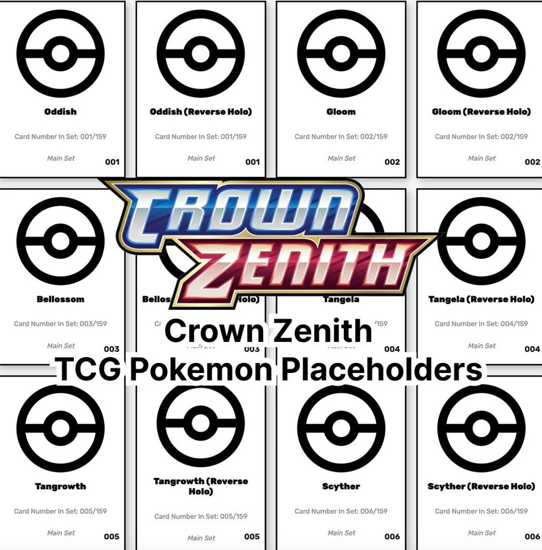 Crown Zenith Pokémon Binder Placeholder – Main Set & Master Set ...