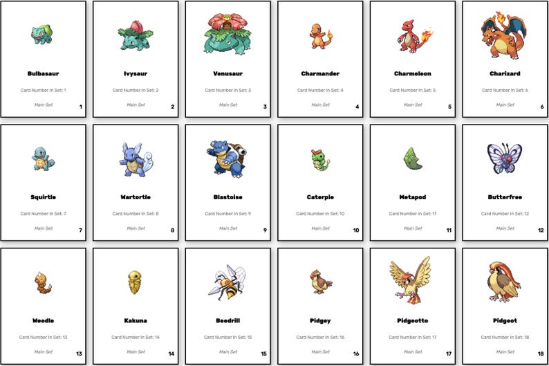 Generation 1 Pokémon Sprite Dex Placeholders | Full Kanto Pokédex ...