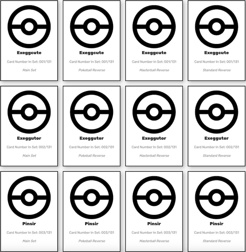 Prismatic Evolutions Master Set Pokemon Placeholders - Etsy