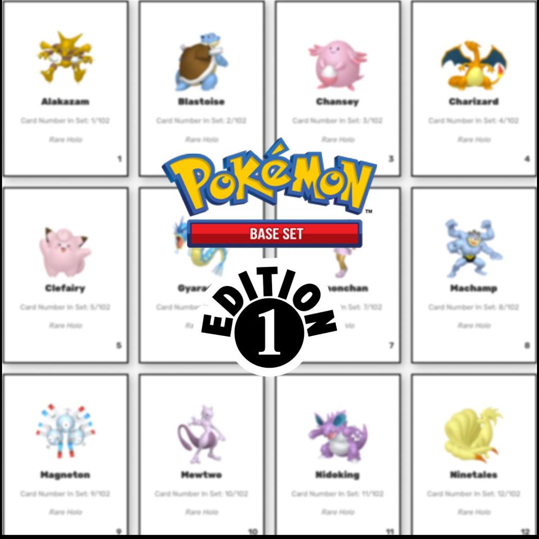 Pokemon Base Set (1999) Binder Placeholder - Etsy