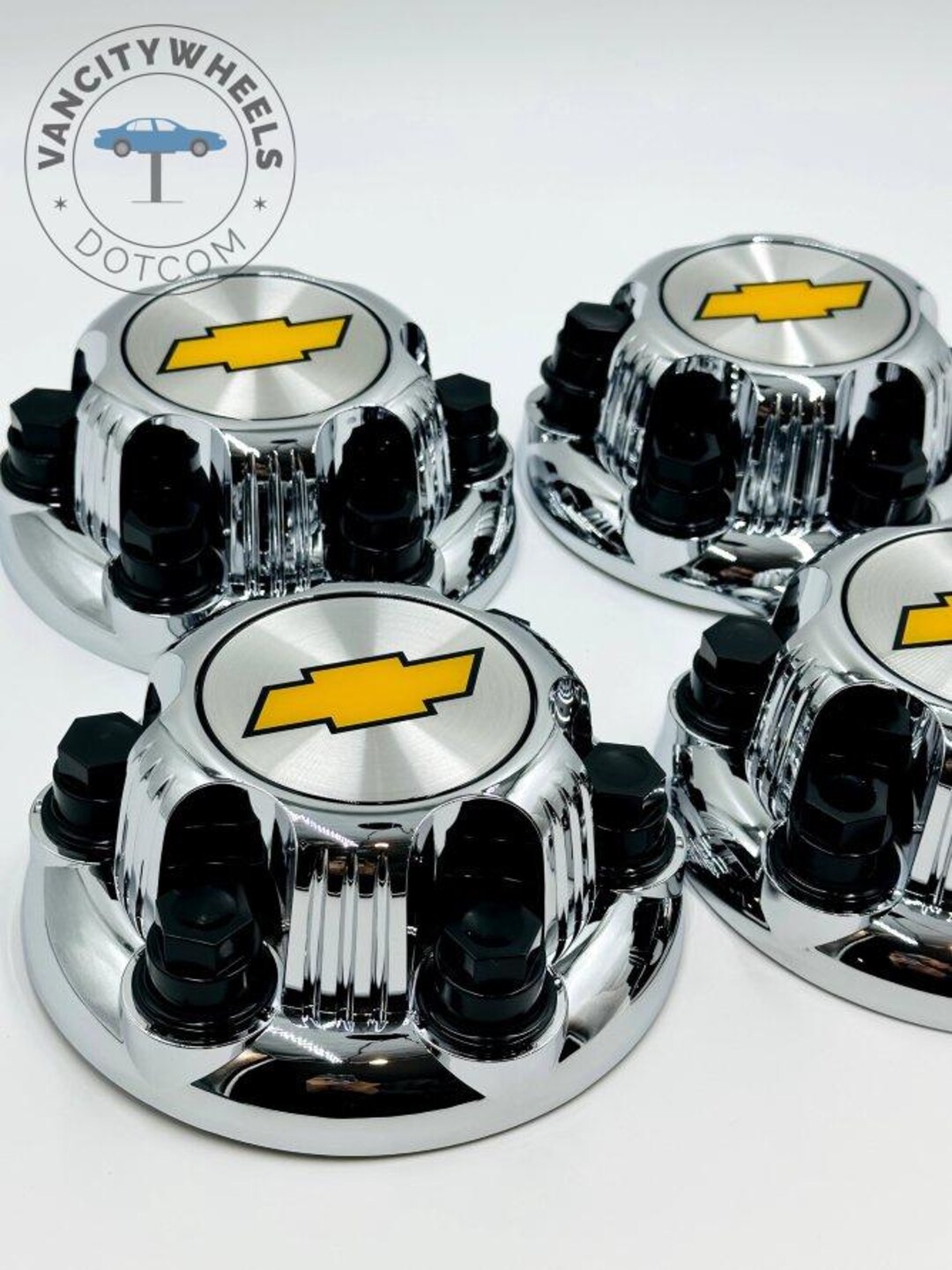 Set of 4 Chrome/gold Chevrolet Alloy Wheel Center Caps 186mm, Chrome ...