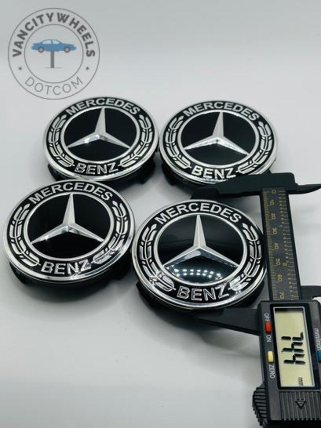 Set of 4 Mercedes Benz Black Alloy Wheel Center Caps 75mm, Center Hub ...