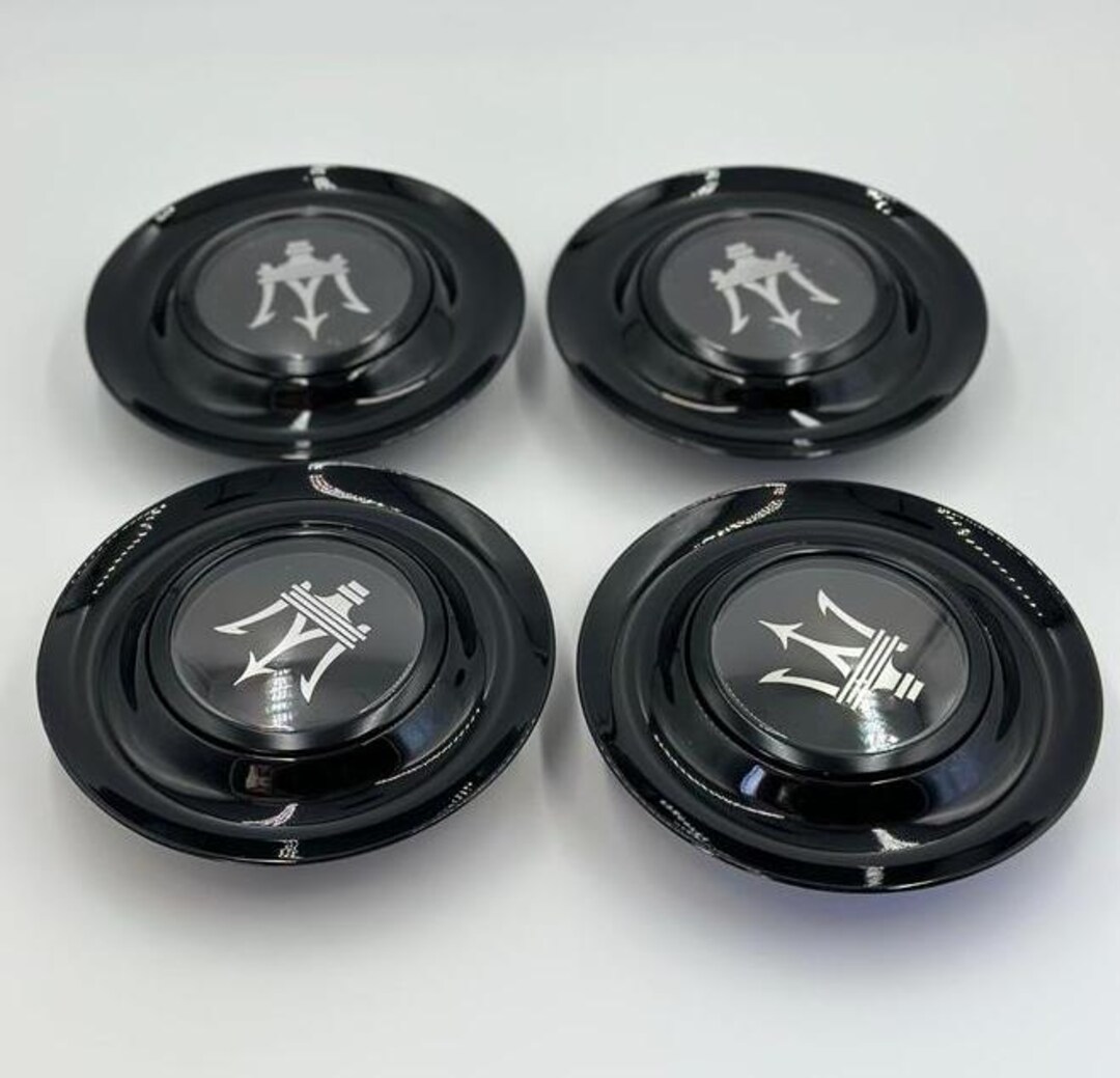 Maserati Black Floating Wheel Center Caps - 183.3mm Outer, 67.5mm Inner ...