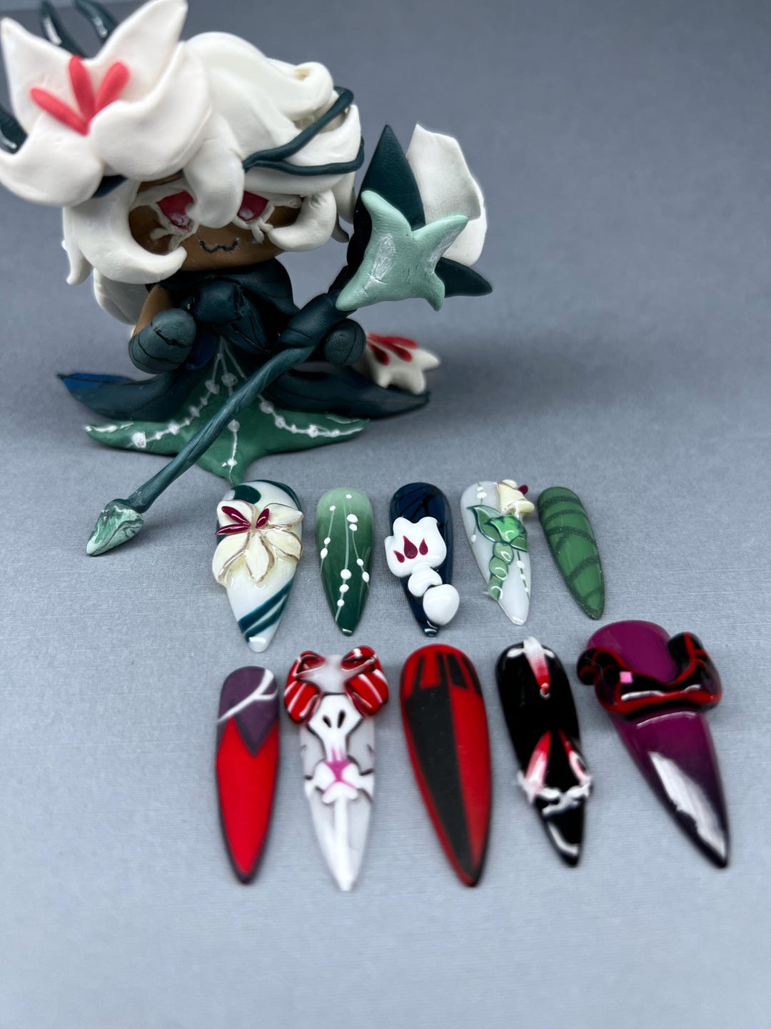 Cookie Run Kingdom Nails Character's Inspired White Lily Cookie and ...