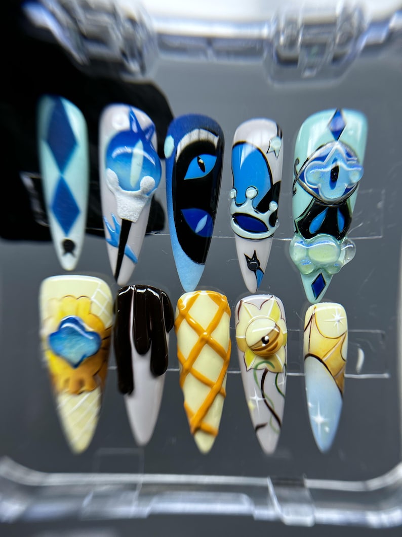 Cookie Run Kingdom Character's Inspired 3D Nails Design Stiletto XL ...
