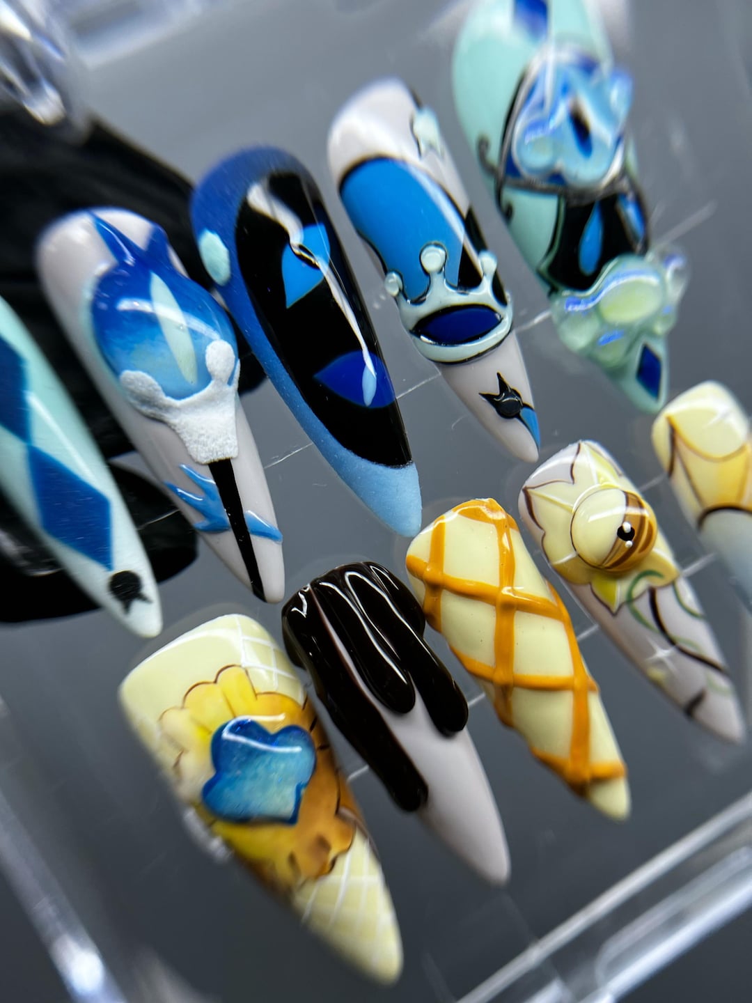 Cookie Run Kingdom Character's Inspired 3D Nails Design Stiletto XL ...