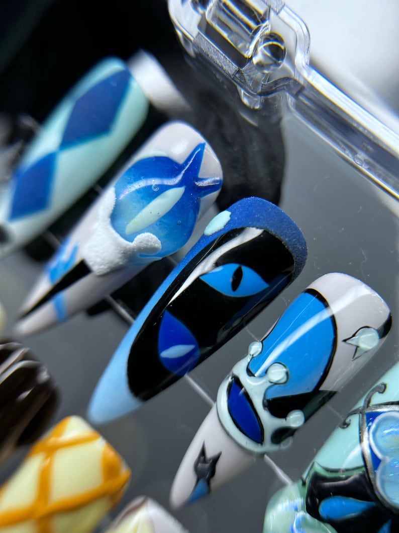Cookie Run Kingdom Character's Inspired 3D Nails Design Stiletto XL ...