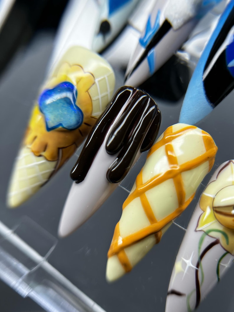 Cookie Run Kingdom Character's Inspired 3D Nails Design Stiletto XL ...