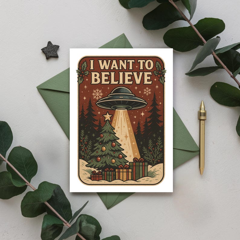 UFO Christmas, 3I ATLAS, Sci Fi Holiday Card, Funny Alien Xmas Card - Etsy