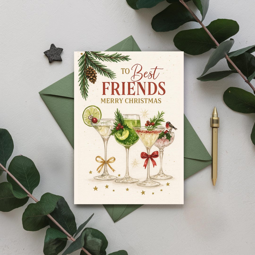 Bestfriends Card, Friendship Gift, Christmas Wishes, BFF Gift, Seasonal ...