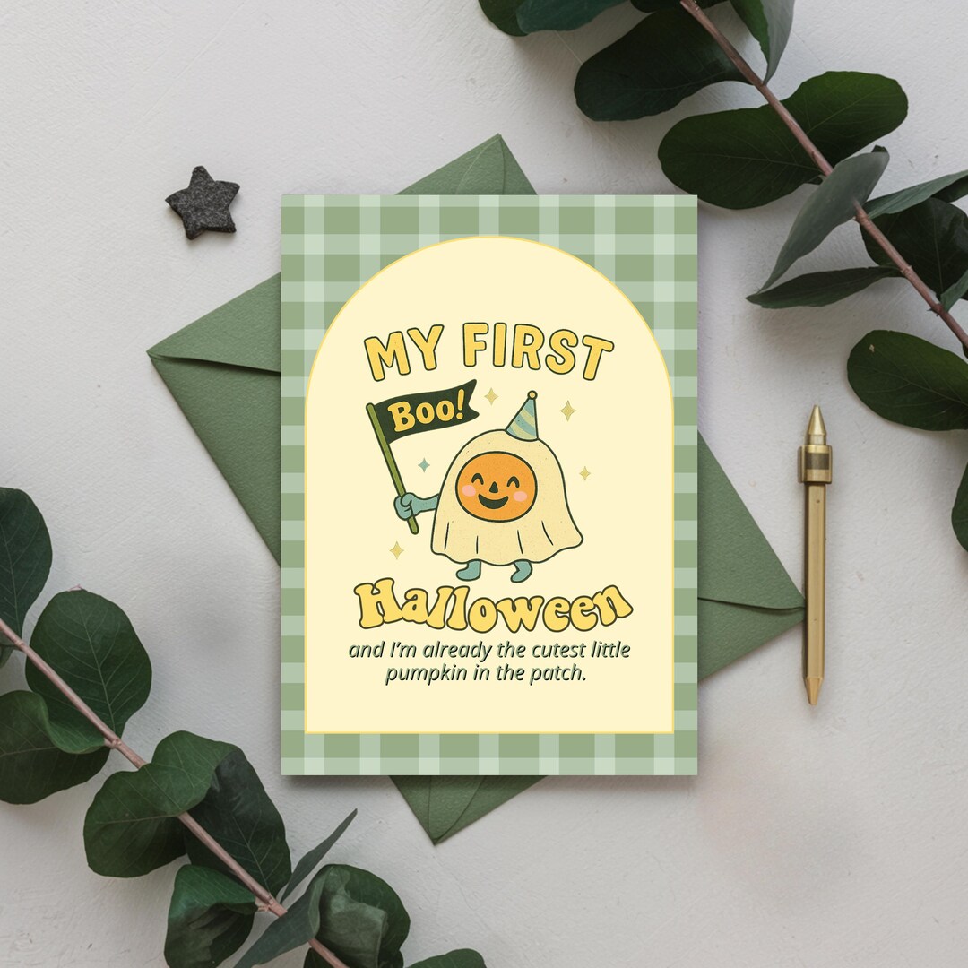 Babys First Halloween Card, Cute Pumpkin Baby Keepsake, My First ...