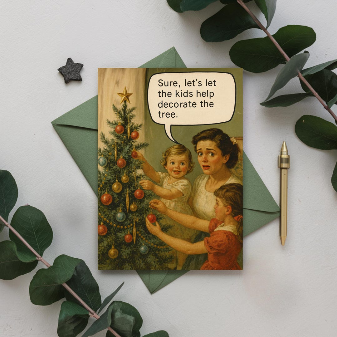 Funny Christmas Card, Mom Humor Gift, Parenting Joke, Vintage Meme ...