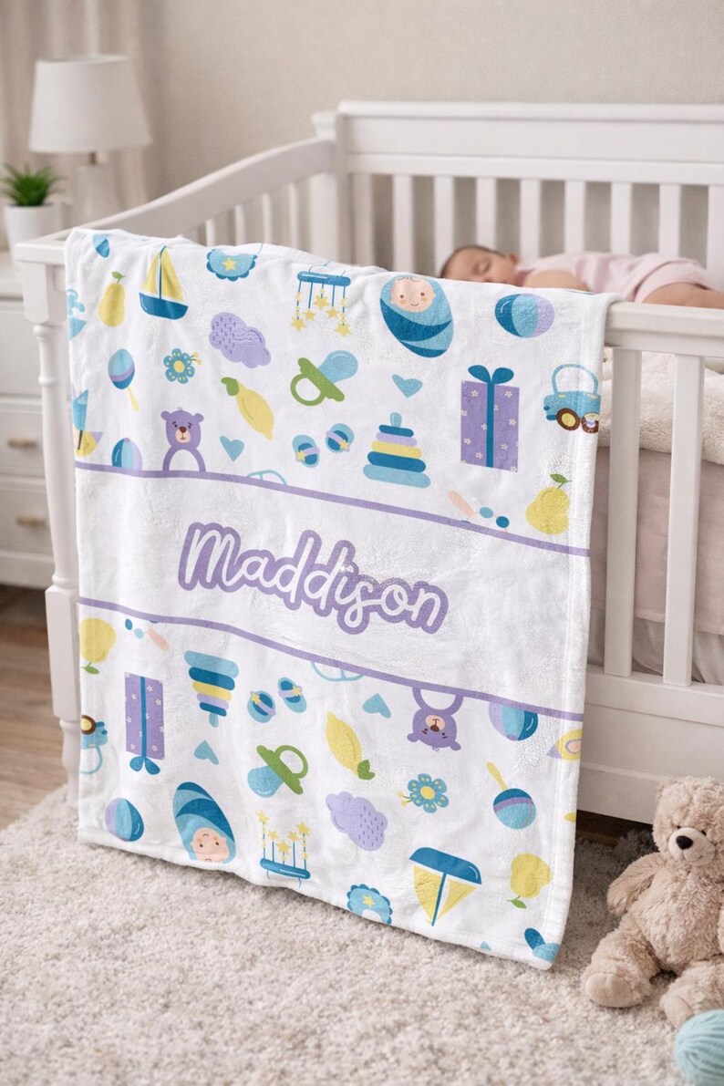 Personalized Baby Blanket, Custom Name Throw, Baby Shower Gift, Newborn ...