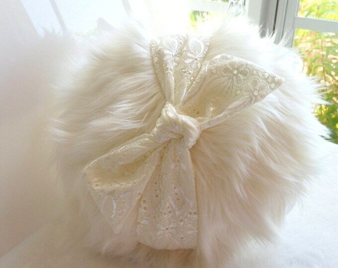 LARGE Powder Puff Ivory Cream Plush Bath Pouf Decorative - Etsy