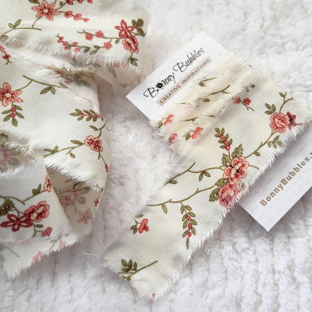 Frayed Fabric Ribbon, Shabby Hand Torn Red Flowers, Craft Trim Gift ...