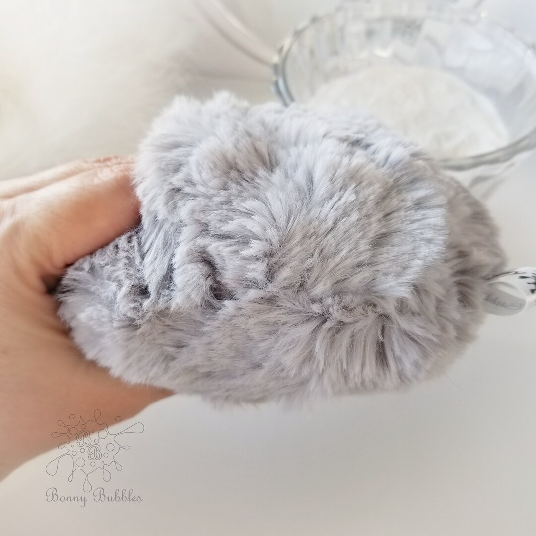 Body Powder Puff, Soft Gray Plush Pouf to Apply Body Powder, Gift Box ...