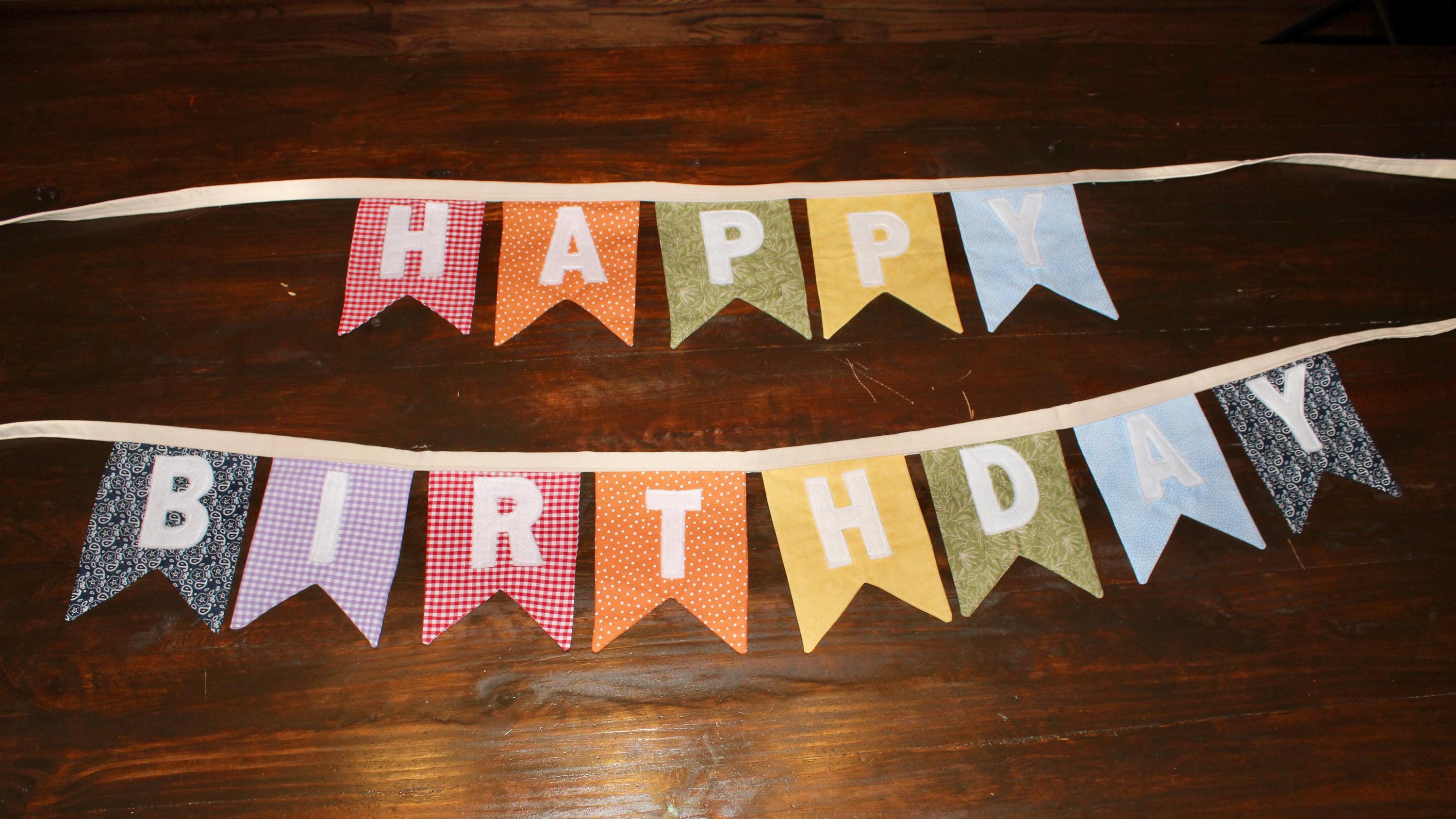 Handmade Fabric Happy Birthday Banner – Colorful & Reusable Party ...