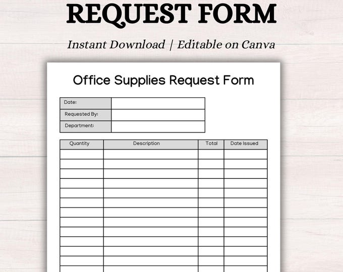 Office Supplies Request Form | Editable Office Request Form | Printable ...