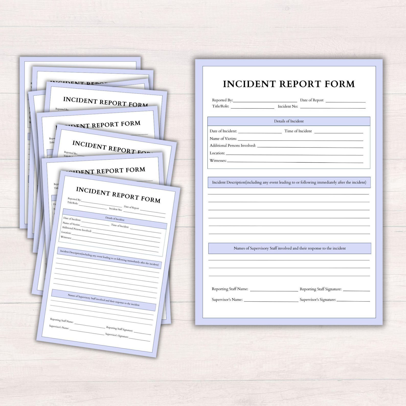 Workplace Incident Report Form | Incident Report Templates | Injury ...