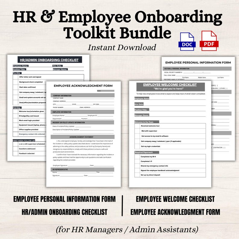 HR & Employee Onboarding Toolkit Bundle | Editable New Hire Forms, HR ...