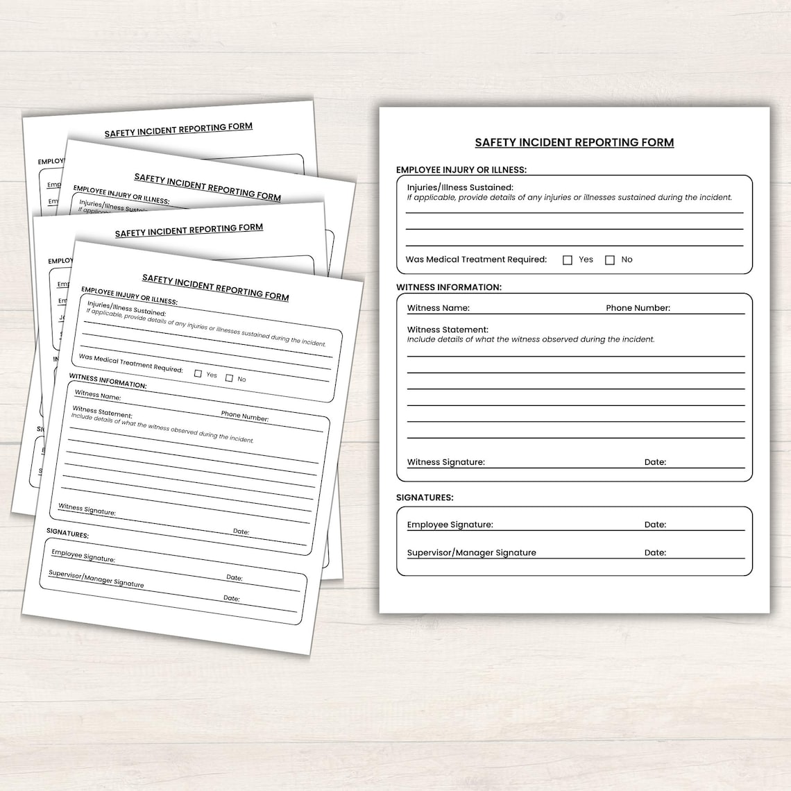 Workplace Incident Report Template: Safety & Injury Form (digital ...