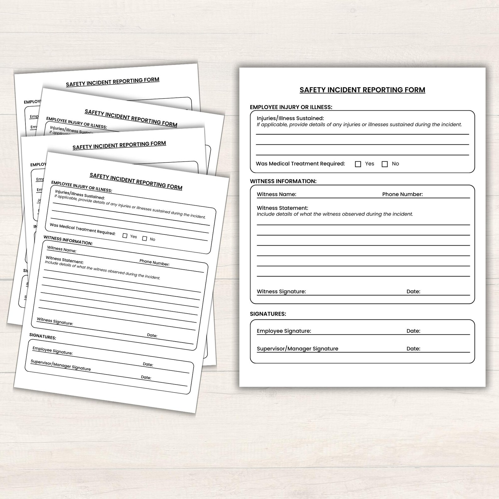 Workplace Incident Report Template: Safety & Injury Form (digital ...