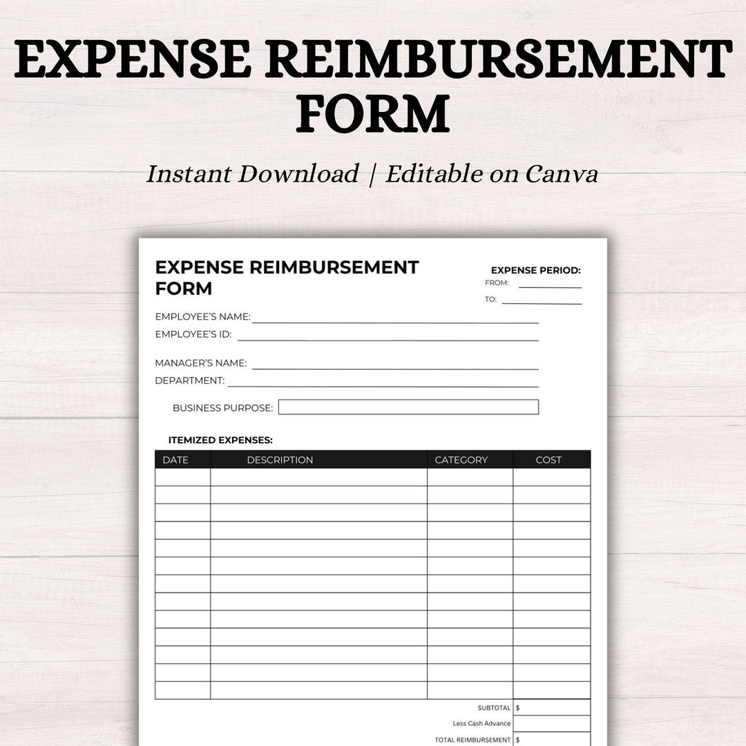 Expense Reimbursement Form | Finance and Accounting Templates | Expense ...