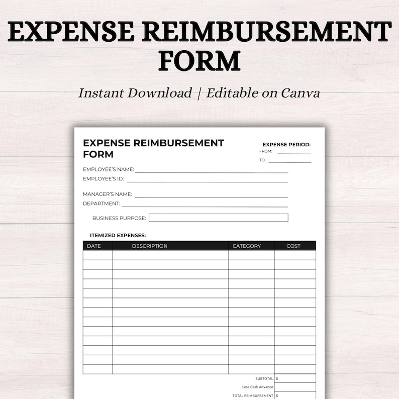 Expense Reimbursement Form | Finance and Accounting Templates | Expense ...