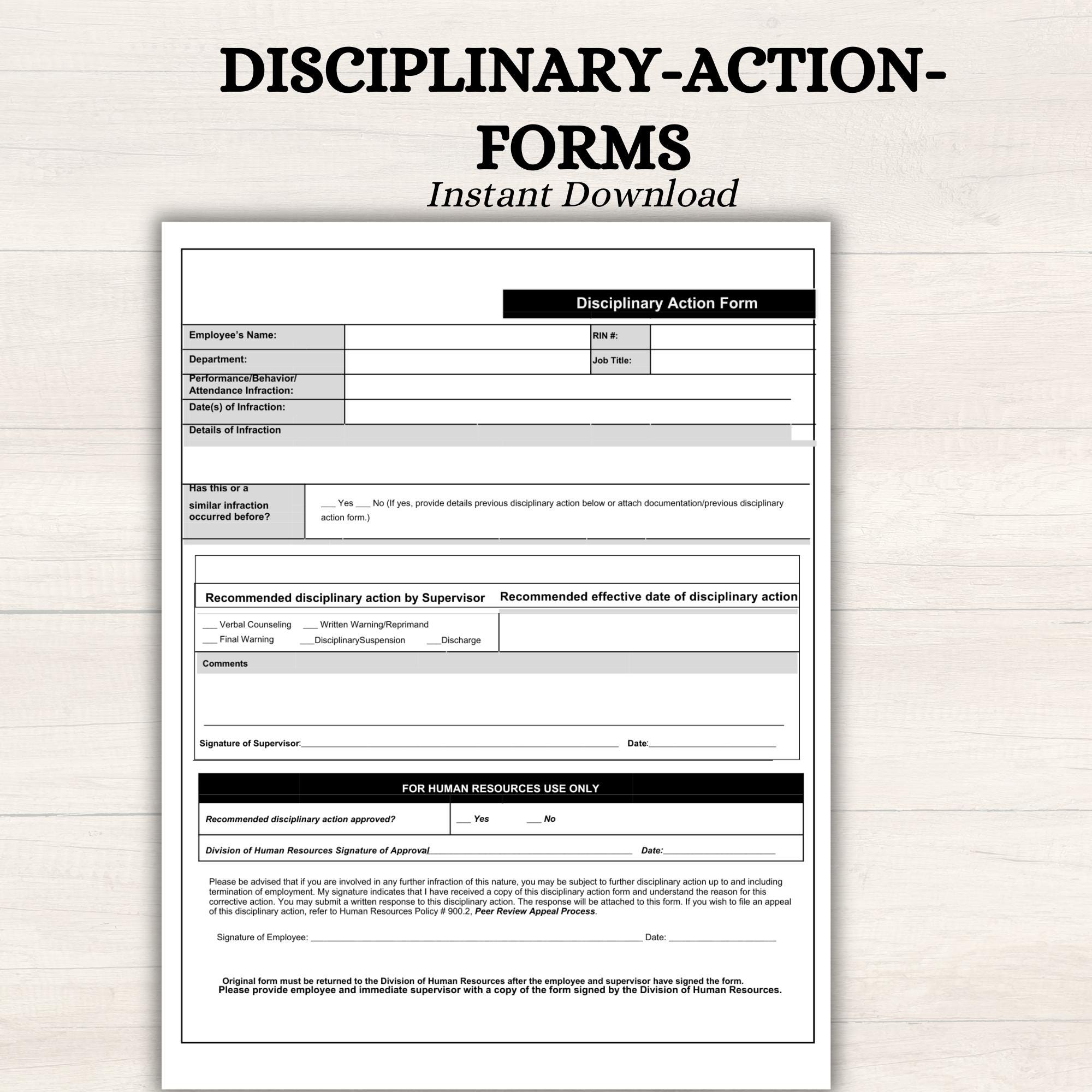 Disciplinary Action Forms | Employee Warning Template | Printable HR ...