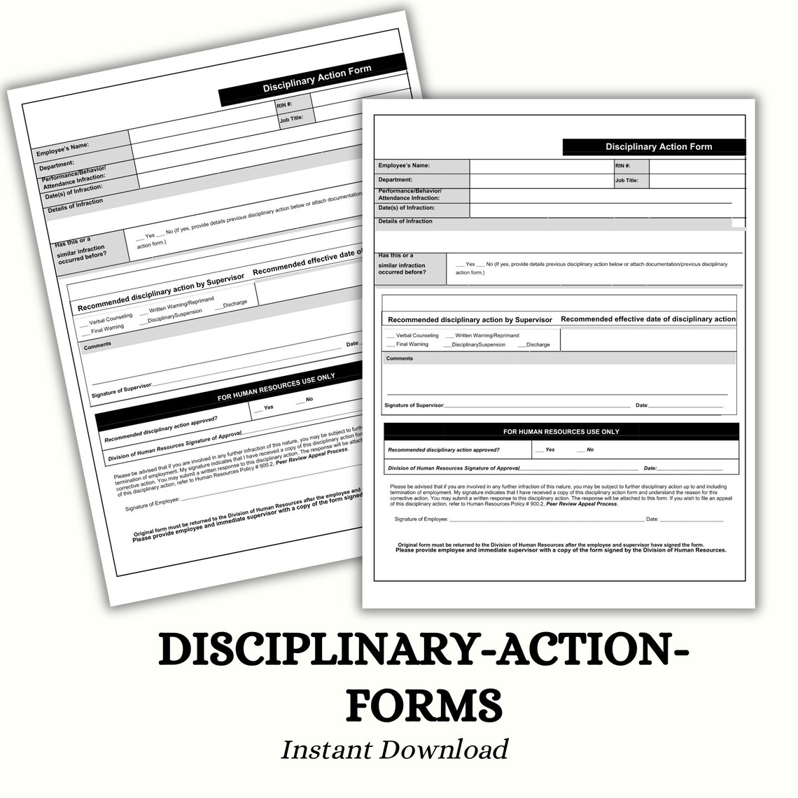 Disciplinary Action Forms | Employee Warning Template | Printable HR ...