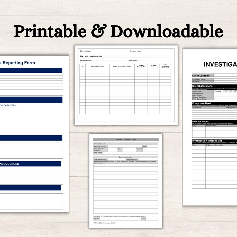 Workplace Incident Report Pack | Safety Compliance Forms for Office ...
