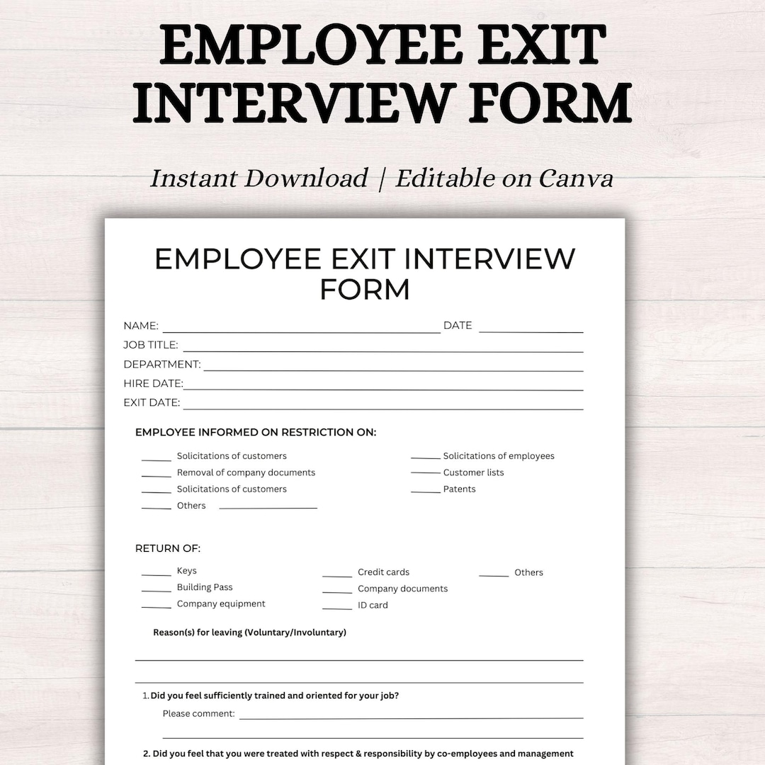 Employee Exit Interview Form | Employee Resignation Form | Employee ...