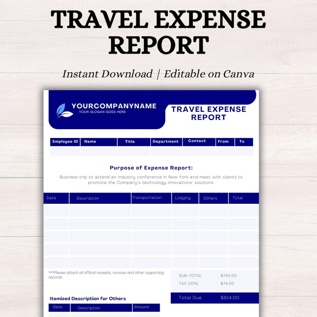 Travel Expense Report Form | Corporate Travel Expense Form | Travel ...
