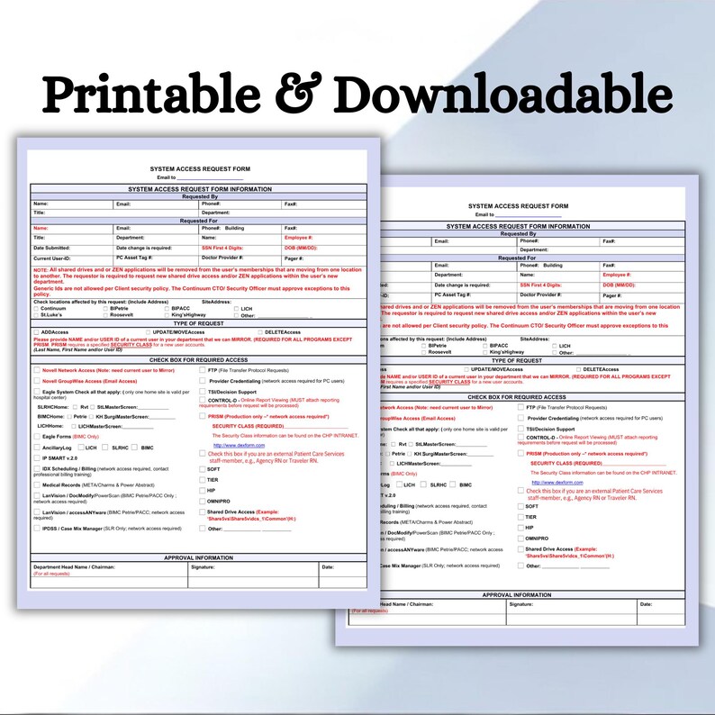 Editable System Access Request Form: Employee Onboarding Template ...