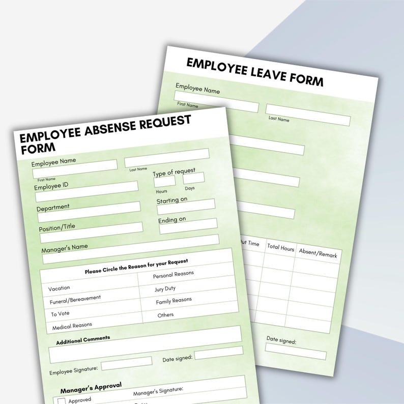 Employee Attendance and Leave Form | 2 in 1 Template | Employee Leave ...