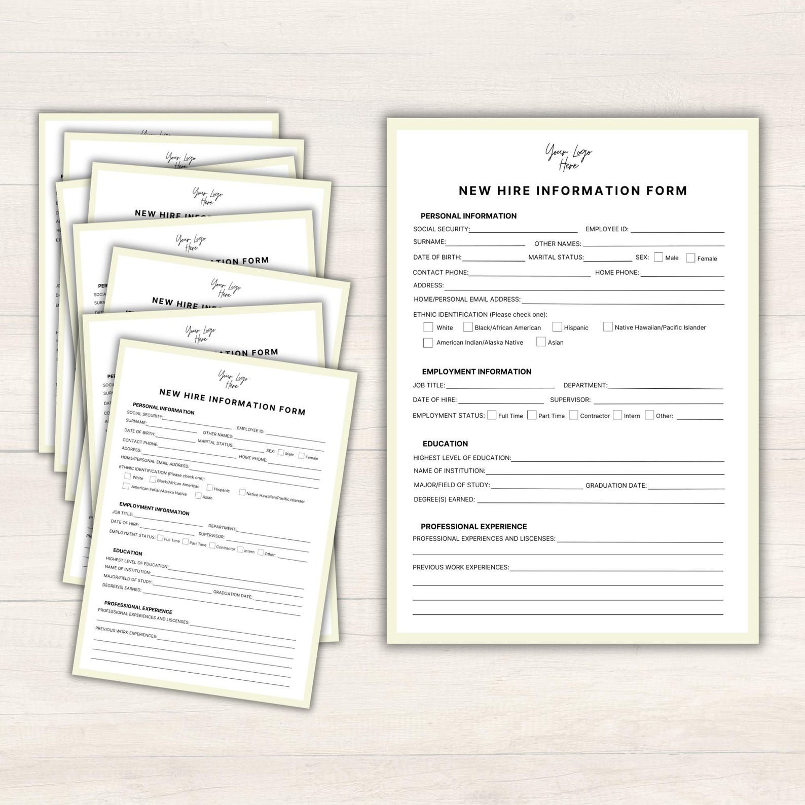 New Hire Information Form | New Hire Checklist | Employee Information ...