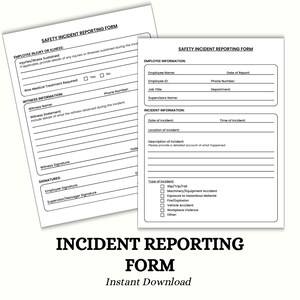 Workplace Incident Report Template: Safety & Injury Form (digital ...
