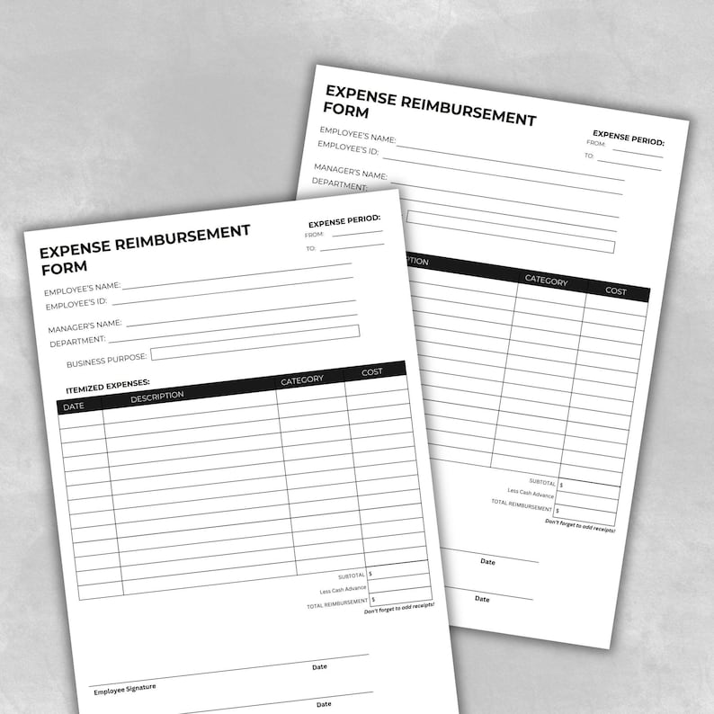 Expense Reimbursement Form | Finance and Accounting Templates | Expense ...